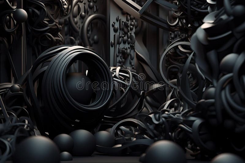 Black Abstract Surreal 3d Shapes. AI Generated Stock Illustration ... Black Abstract Surreal 3d Shapes. AI Generated Stock Illustration ...