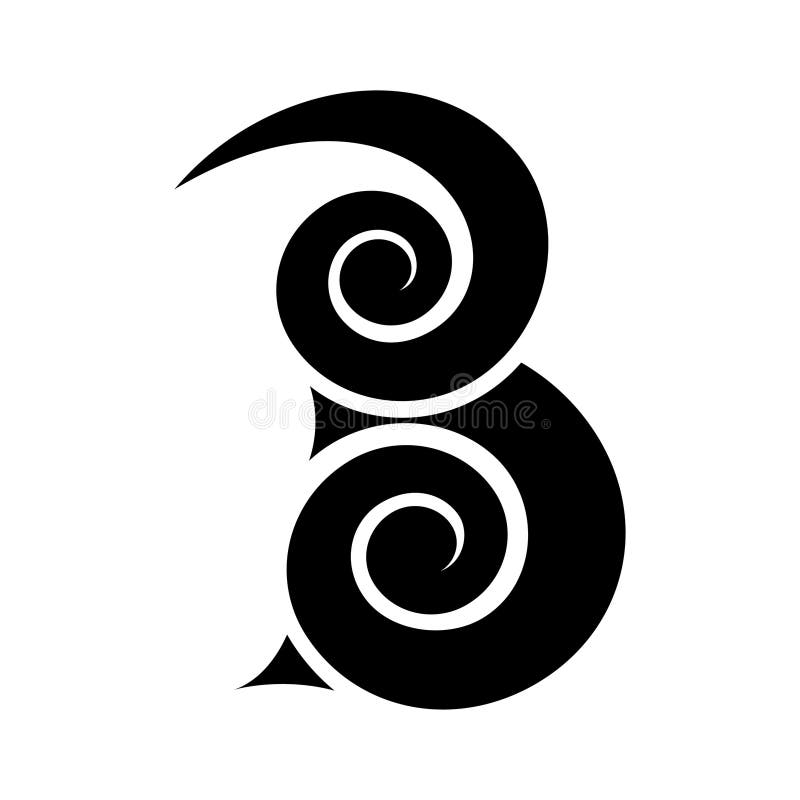 Black Abstract Swirly and Spiky Letter B Icon Stock Vector ...