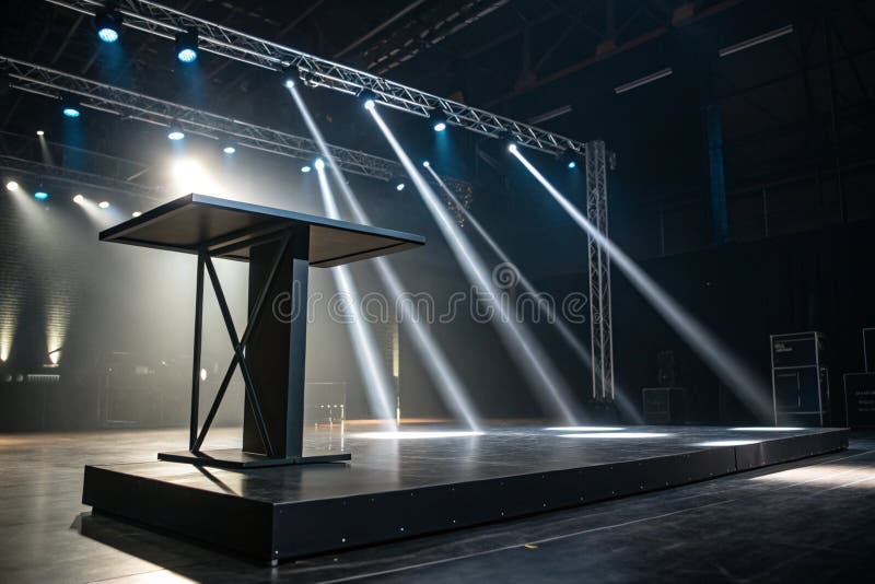 Black Abstract Table Stage with Light Beams Stock Illustration ...