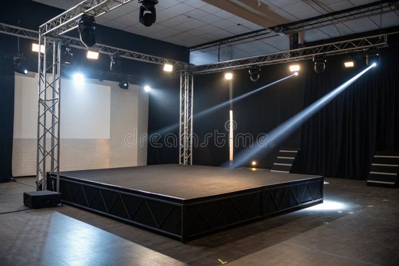 Black Abstract Table Stage with Light Beams Stock Illustration ...