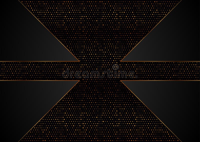 Black Abstract Tech Geometric Background with Golden Dots Stock ...