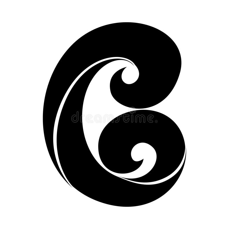 Black Abstract Thick Curled Letter C Icon Stock Vector - Illustration ...