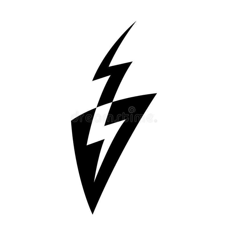 Black Abstract Thunder Icon with a Triangle Stock Vector - Illustration ...