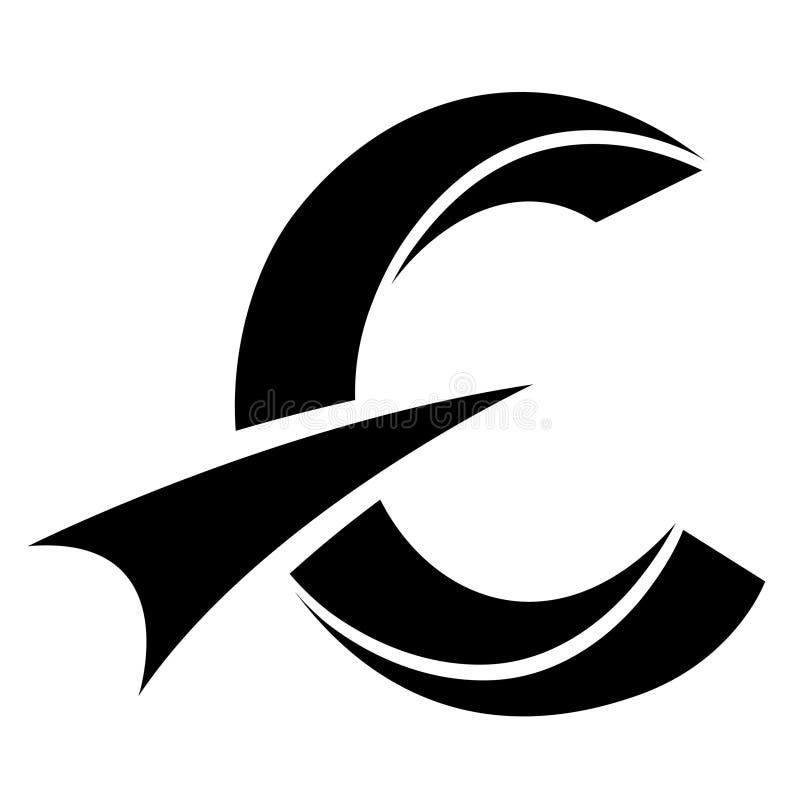 Black Abstract Twisted Letter C Icon with an Arrow Stock Vector ...