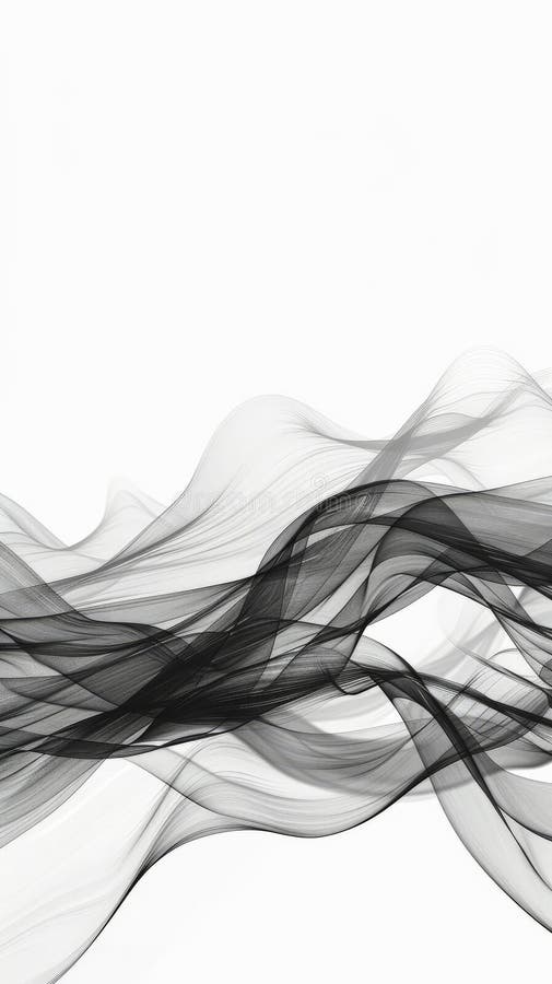 Black Abstract Wave Design on White Background with Dynamic Flow and ...