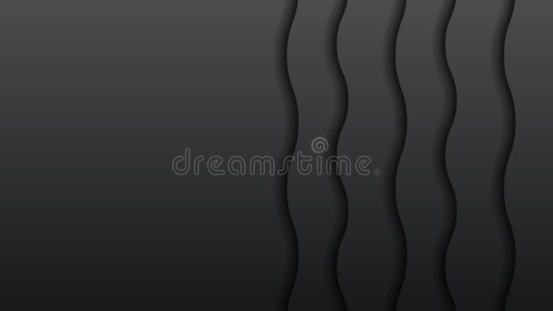 Black Abstract Wavy Paper Cut Background with Shadows, Vector. Modern ...