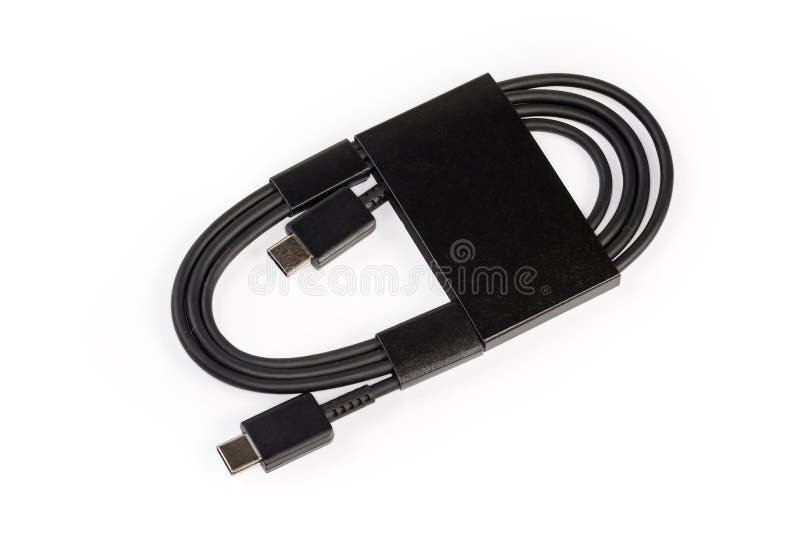 Black Adapter Cable USB Type-C To Type-C Stock Image - Image of ...