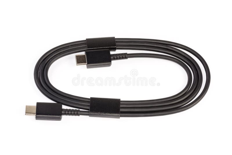 Black Adapter Cable USB Type-C To Type-C Stock Image - Image of ...