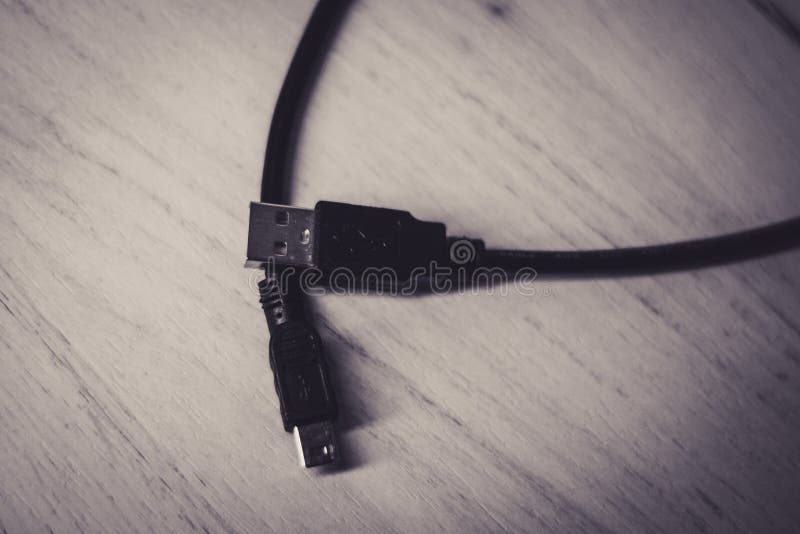 Black Adapter Usb To Mini Usb for Pc with Wire Stock Photo - Image of ...