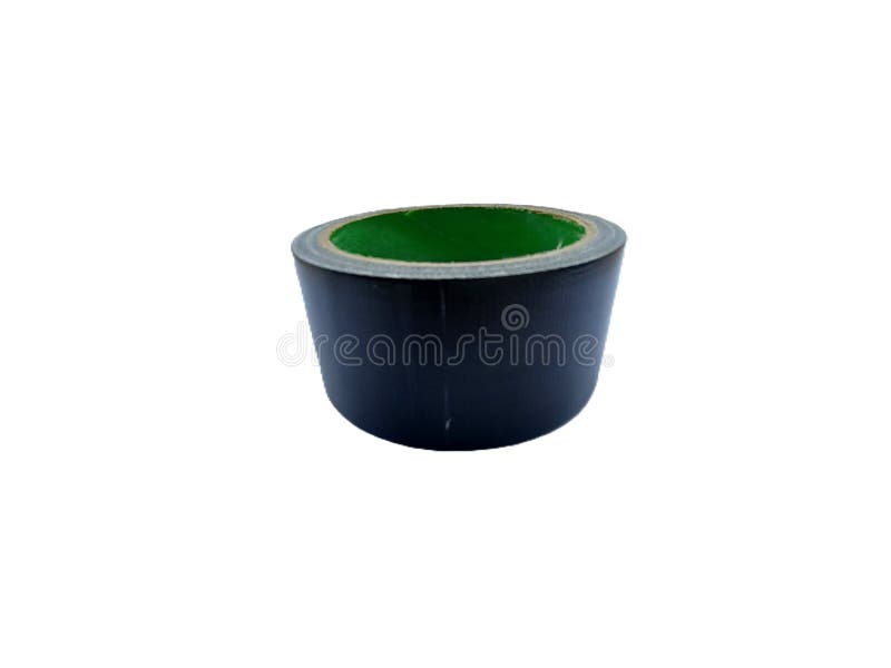Black Adhesive Duct Tape or Roll of Tape on White Background Stock ...
