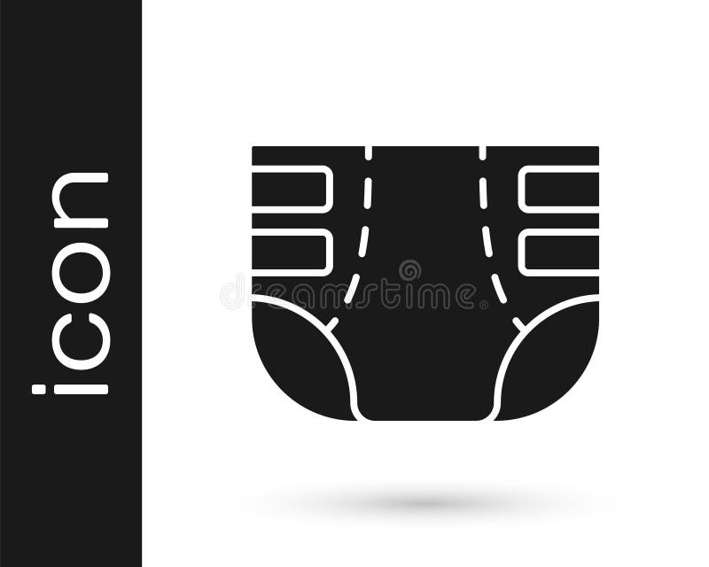 Black Adult Diaper Icon Isolated on Transparent Background. Vector ...