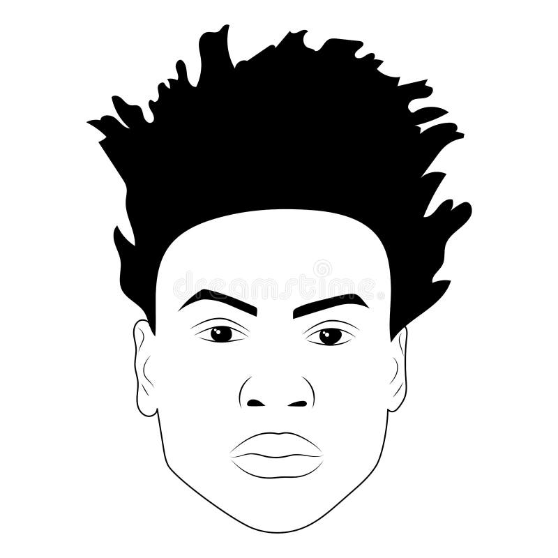 Black African American Man Portrait Face Vector Silhouette Mohawk Hair