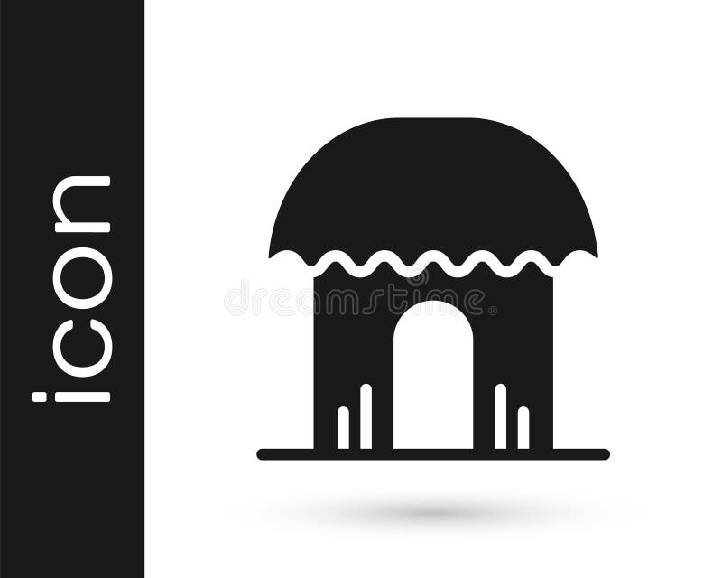 Black African Hut Icon Isolated on White Background. African House ...