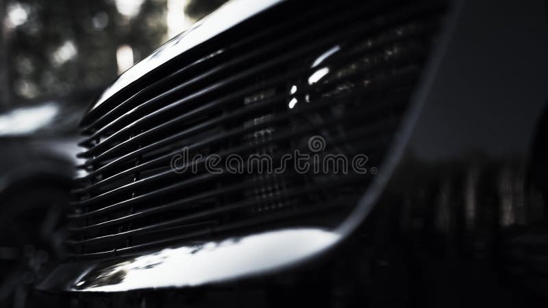 Black Expensive Musclecar Close Up Front View Stock Video - Video of ...