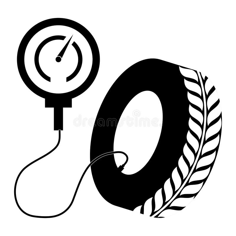 Black Air Compressor Inflating a Tire Stock Illustration - Illustration ...