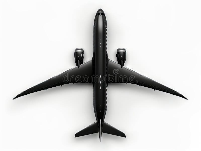 A Black Airplane is Shown in an Aerial View Stock Image - Image of ...