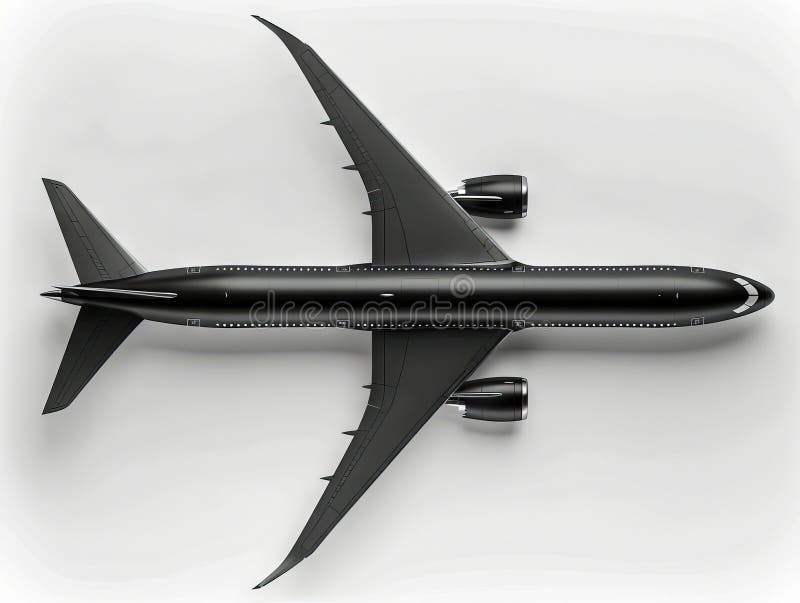 A Black Airplane is Shown in an Aerial View Stock Photo - Image of ...