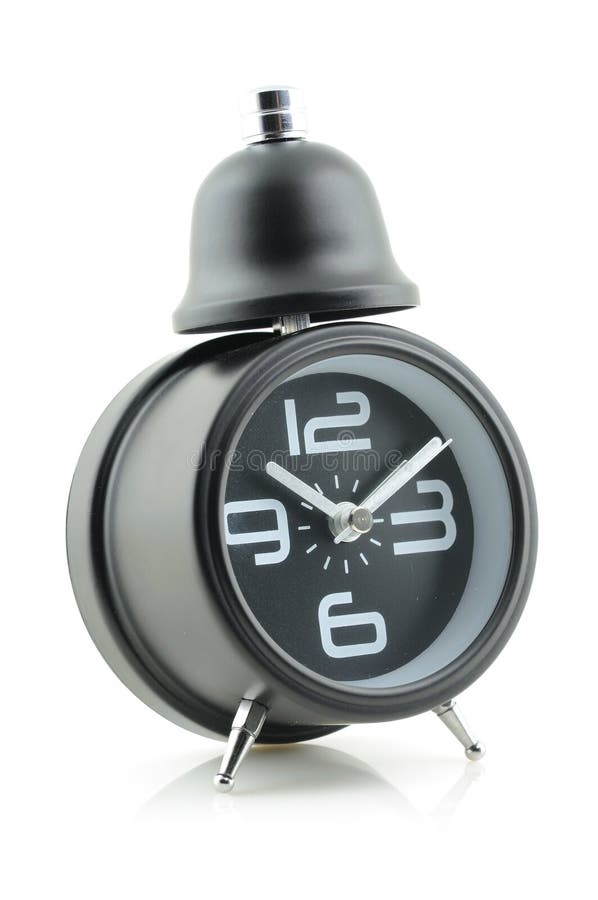 Black Alarm Clock on a Green Background Stock Photo - Image of clock ...