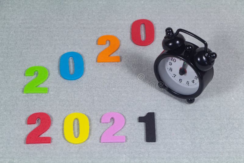 2020, 2021 and Black Alarm Clock Stock Photo - Image of figure, colored ...