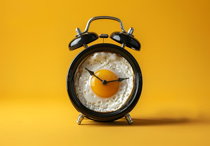 A Black Alarm Clock with an Egg on it Stock Illustration - Illustration ...