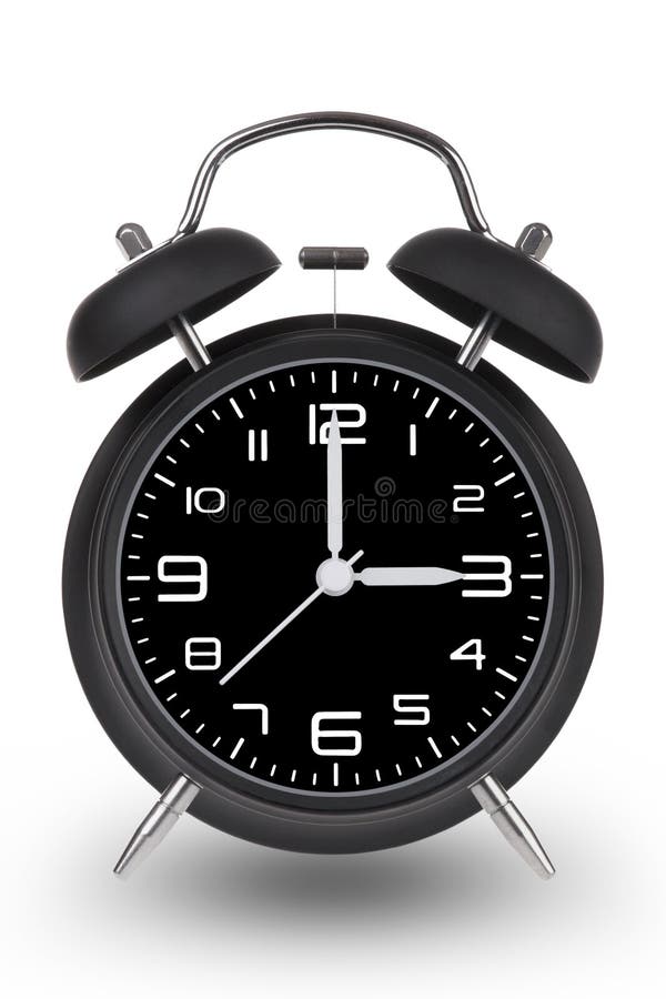Black Alarm Clock With Hands At 3 Am Or Pm On White Bac Stock ... Black Alarm Clock With Hands At 3 Am Or Pm On White Bac Stock ...