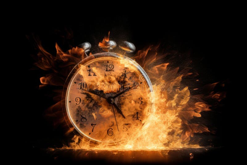 A Black Alarm Clock with Large Numbers on a Dark Background Surrounded ...