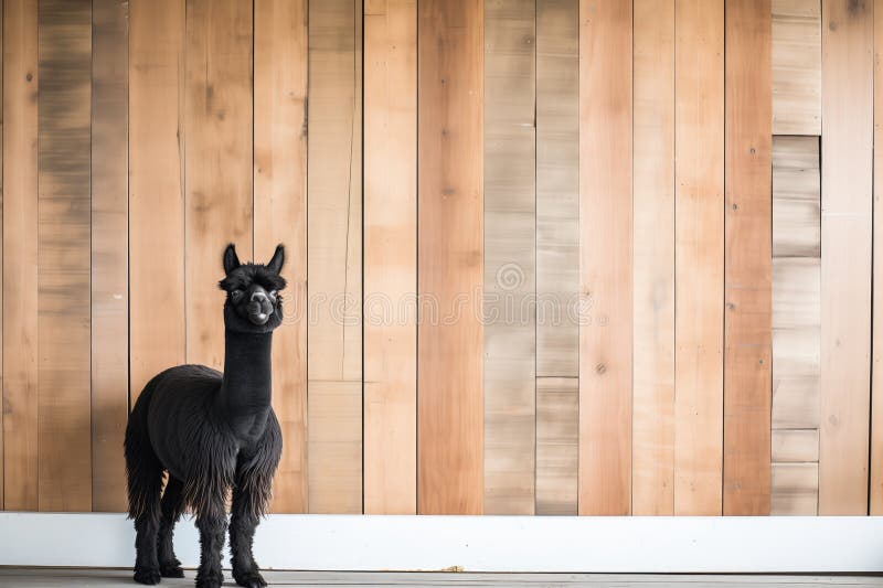 Black Alpaca Against Barn Wood Texture Stock Photo - Image of fauna ...