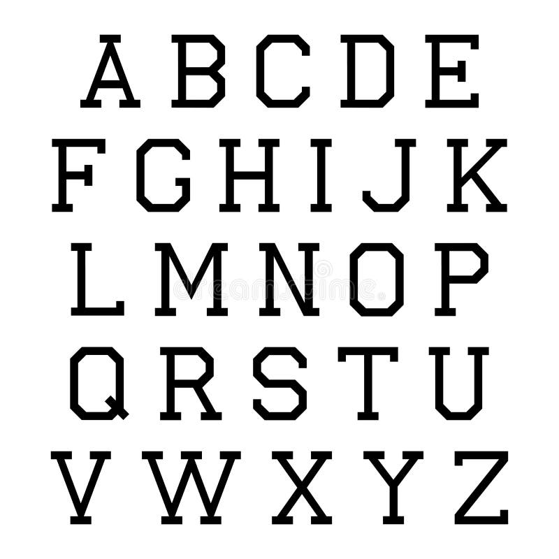 Black Alphabet Letters on White Background Stock Vector - Illustration ...