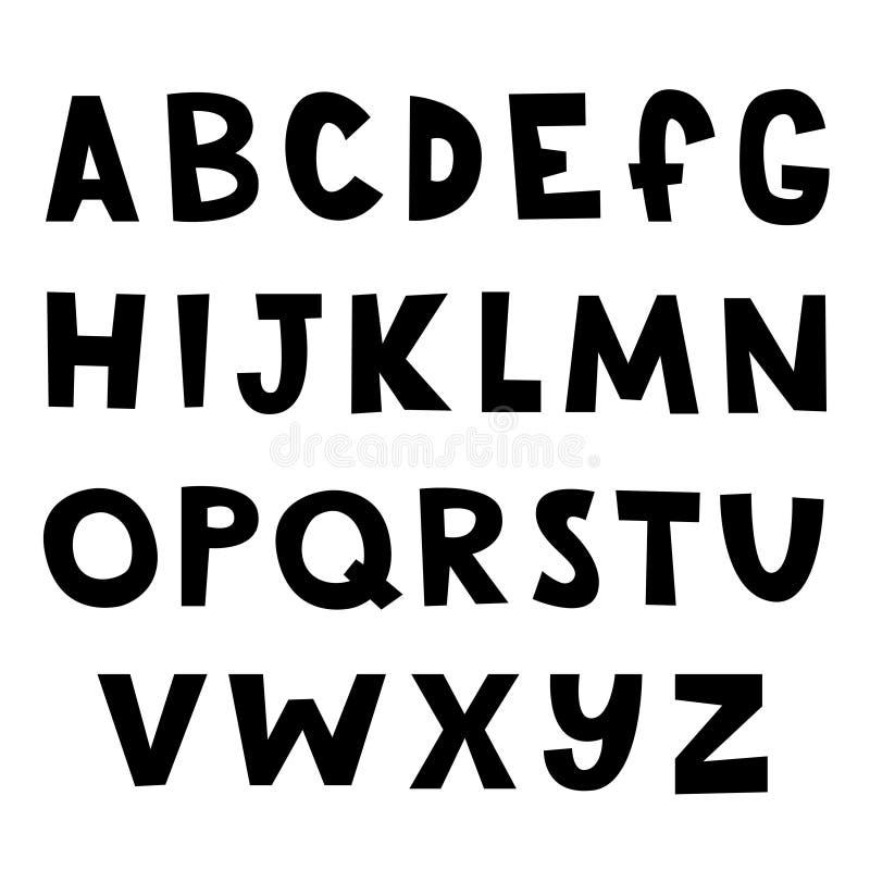 Black Alphabet on a White Background. Vector Letters Written by Hand ...