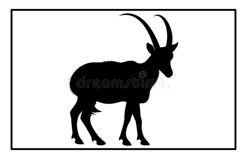Black Alpine Goat Silhouette, Alpine Ibex Silhouette Illustration Stock ...