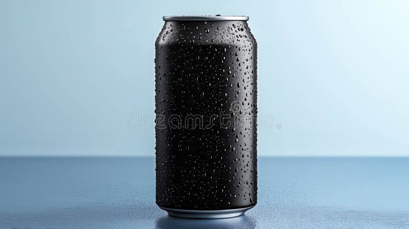 Black Aluminum Beverage Can with Condensation Droplets on Its Surface ...