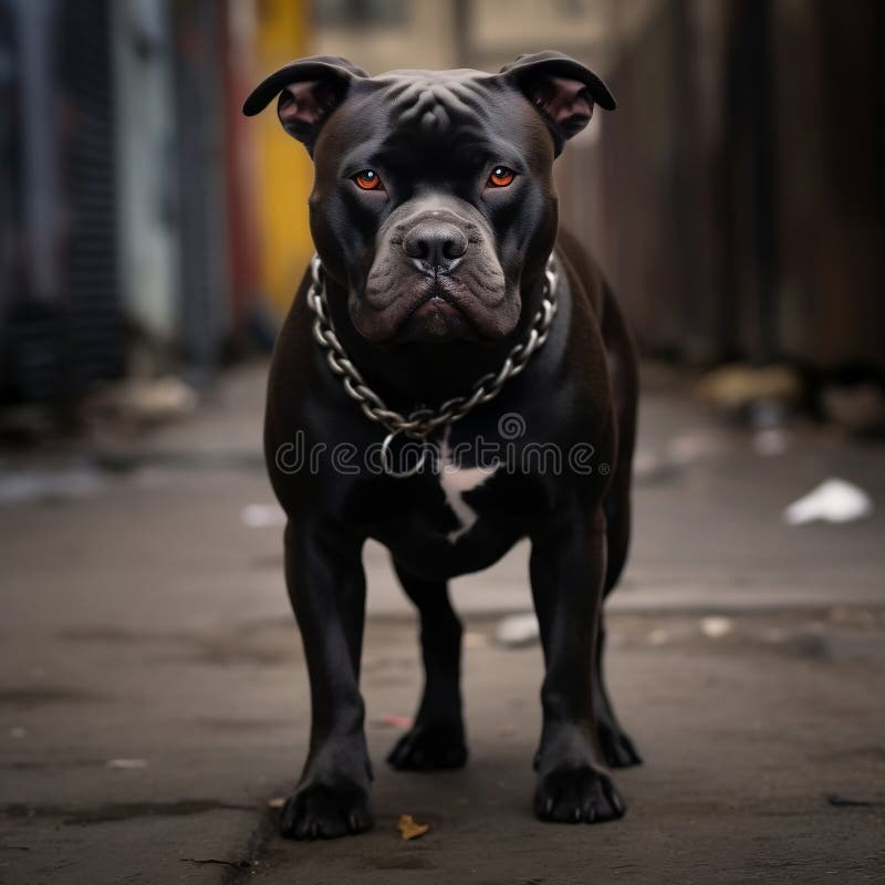 Black American Bully Dog Standing Strong, Gazing at the Camera. AI ...