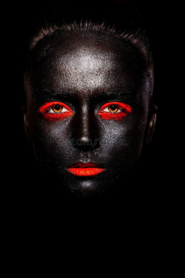 Black American Woman in Black Mask Stock Image - Image of lady, bright ...