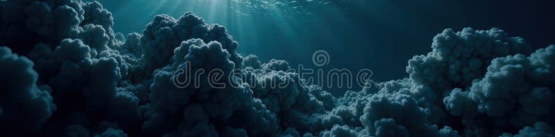 Black Amorphous Forms Resembling Clouds, Underwater, High Contrast ...