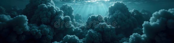 Black Amorphous Forms Resembling Clouds, Underwater, High Contrast ...