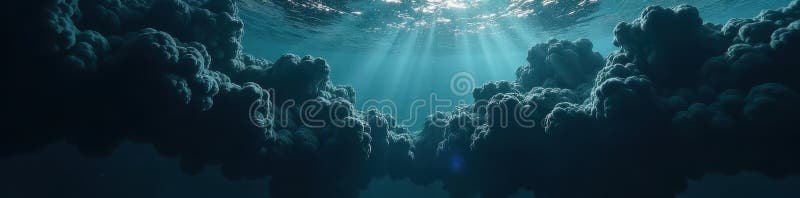 Black Amorphous Forms Resembling Clouds Underwater High Contrast ...