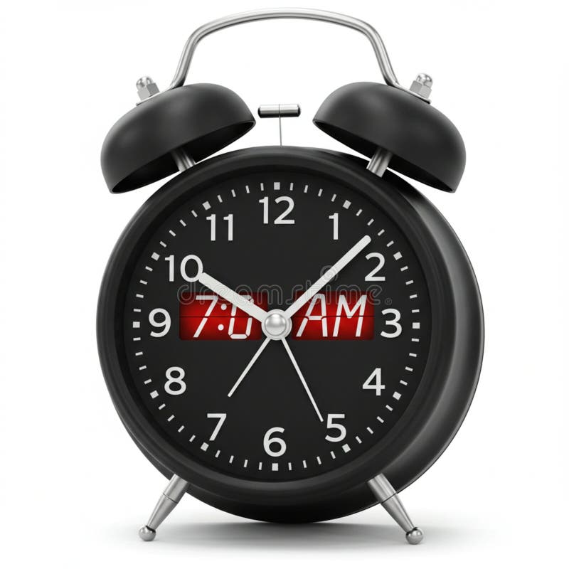 Black Analog Alarm Clock with Round Face and Two Bells on Top. it ...