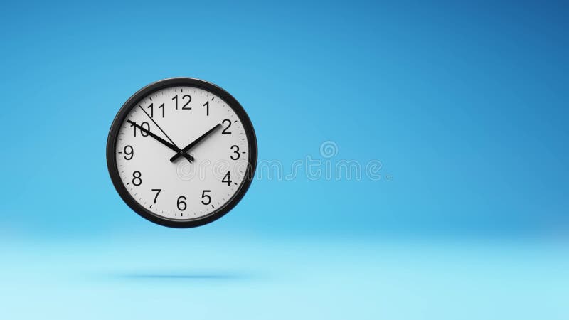 Black Analog Clock Spinning on Studio Blue Background Stock Video ...