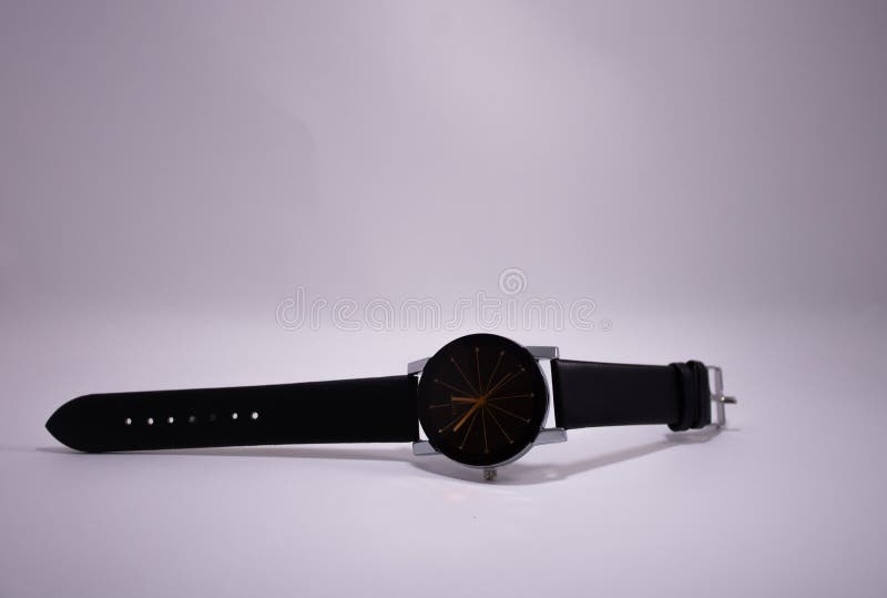 Black Analog Hand Watch, with White Background Stock Photo - Image of ...