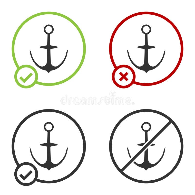 Black Anchor Icon Isolated on White Background. Circle Button Stock ...