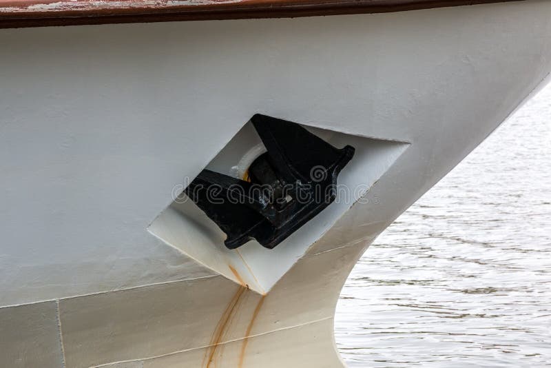Black Anchor of a Landed Ship in the Port Stock Image - Image of port ...