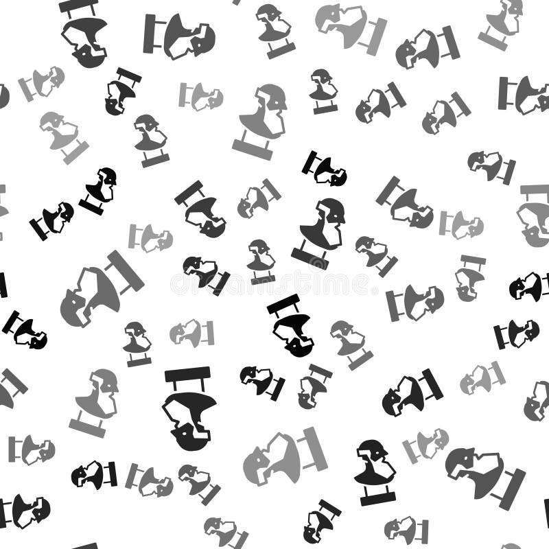 Black Ancient Bust Sculpture Icon Isolated Seamless Pattern on White ...