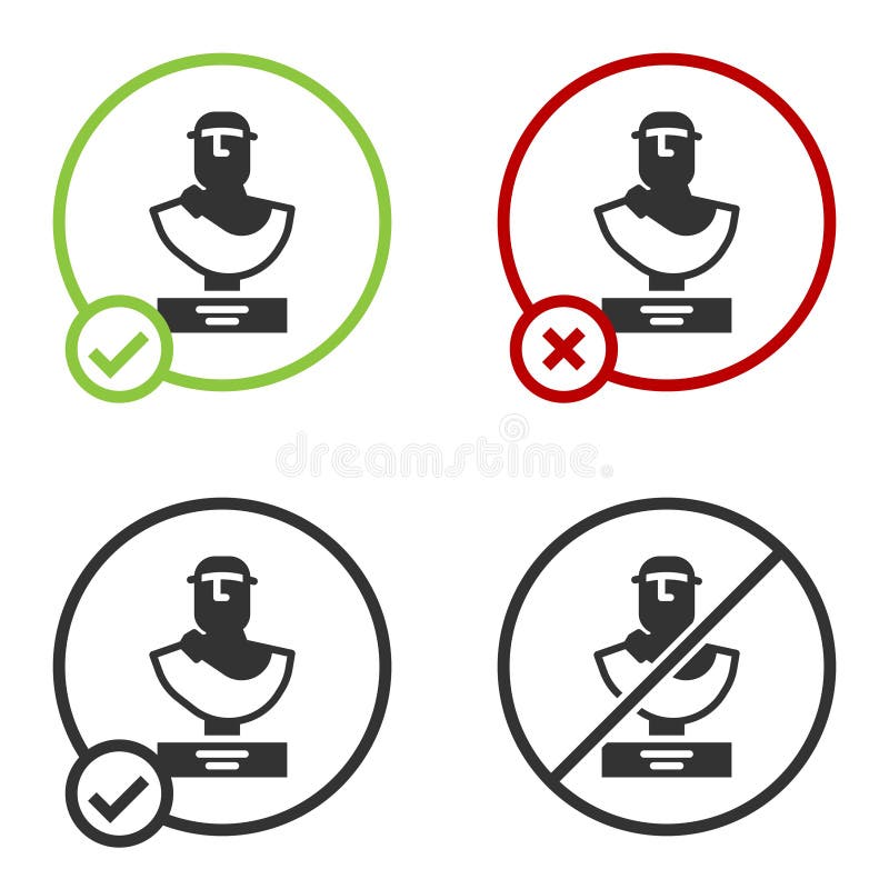 Black Ancient Bust Sculpture Icon Isolated on White Background. Circle ...