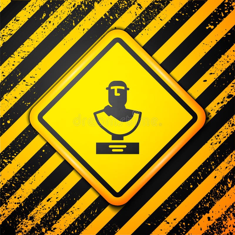 Black Ancient Bust Sculpture Icon Isolated on Yellow Background ...