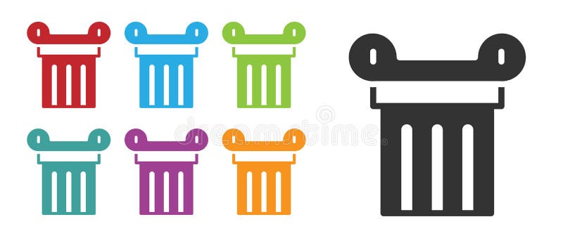 Black Ancient Column Icon Isolated on White Background. Set Icons ...