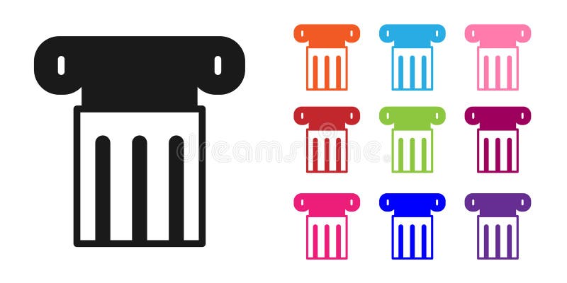 Black Ancient Column Icon Isolated on White Background. Set Icons ...