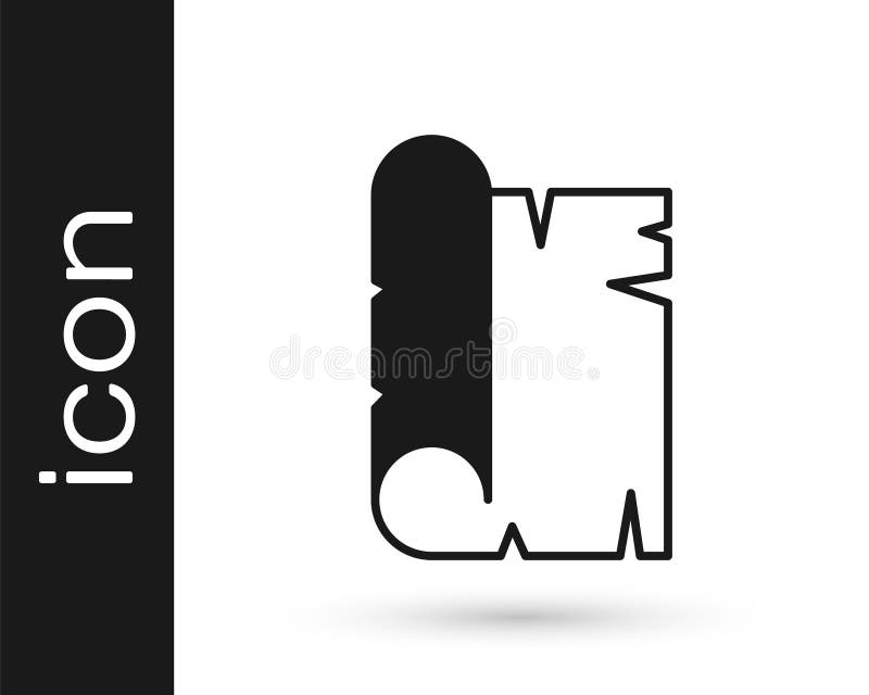 Black Ancient Papyrus Scroll Icon Isolated on White Background ...