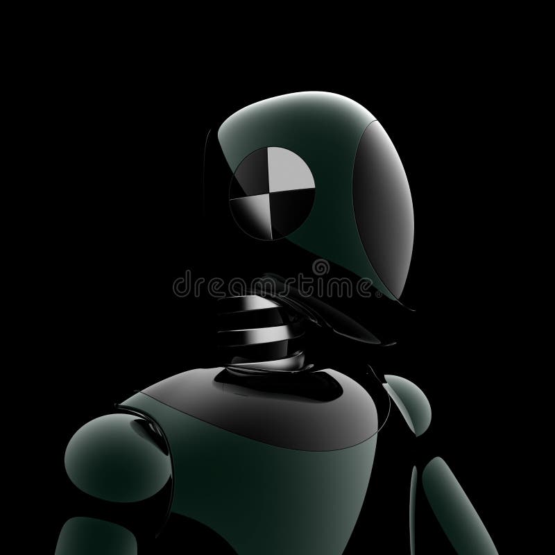 Black Android Character Robot Cyborg Crash Test Dummy Portrait Stock ...