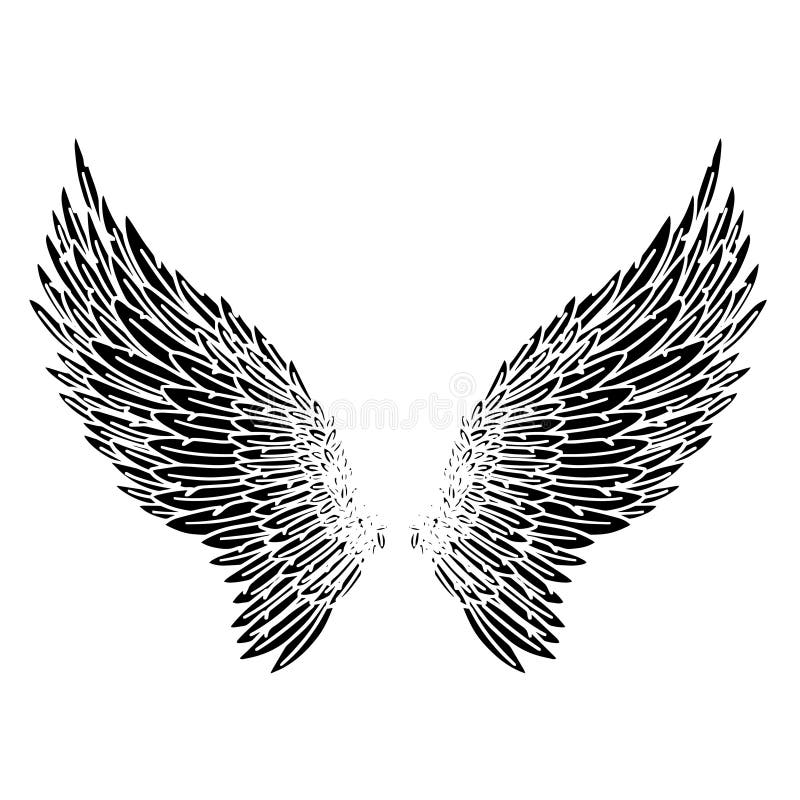 Black Angel Bird Feather Wings Illustration Vector Stock Illustration ...