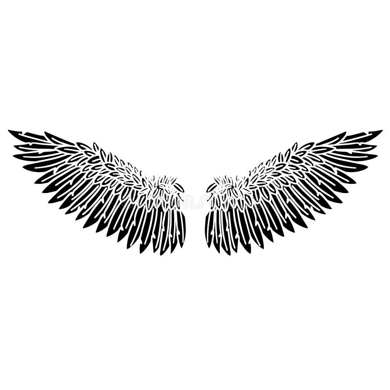 Black Angel Bird Feather Wings Illustration Vector Stock Illustration ...